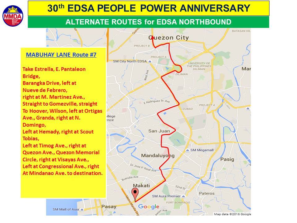 PSA: MMDA Shares Alternate Routes for 30th EDSA People Power ...