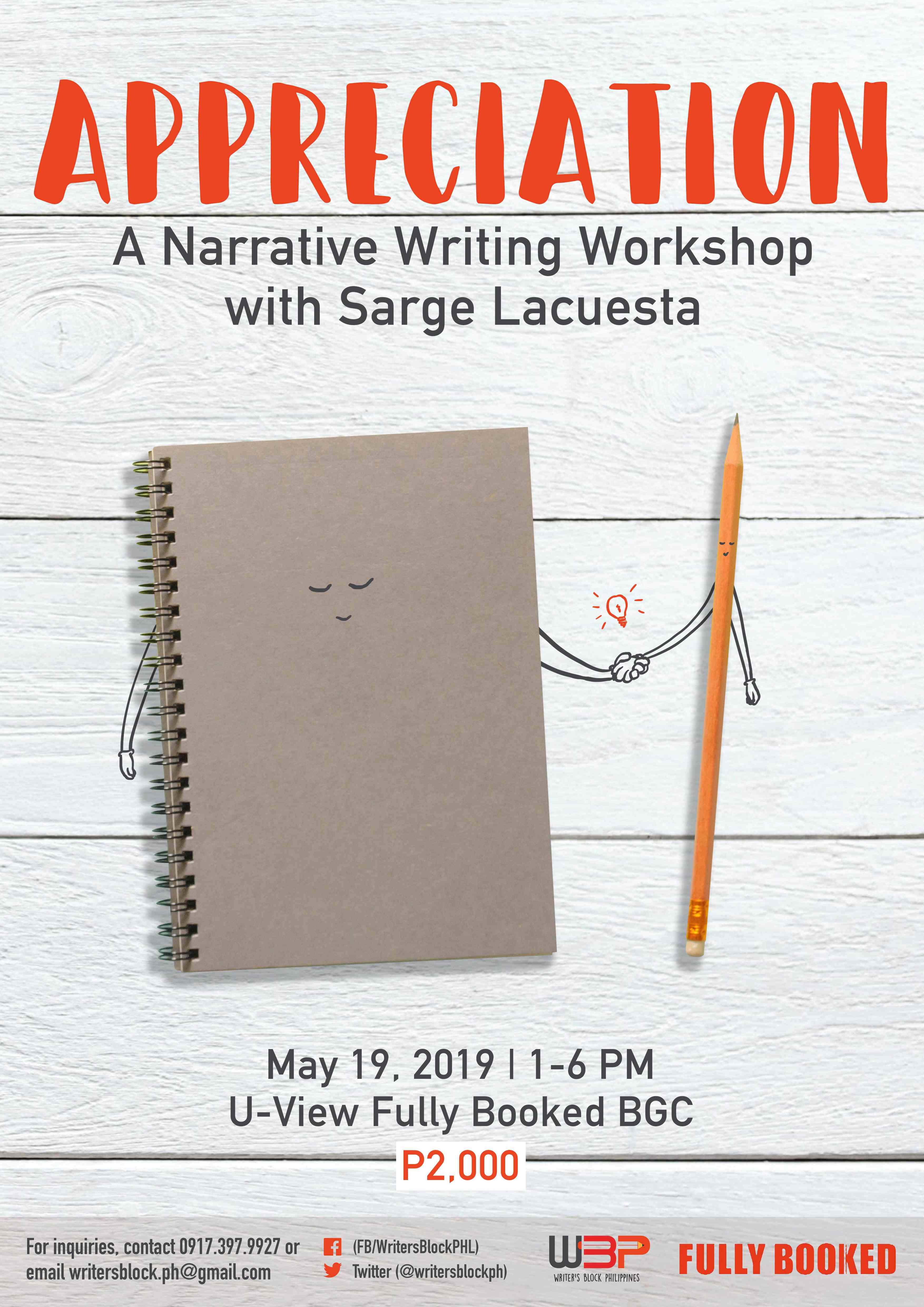 Appreciation: A Narrative Writing Workshop with Sarge Lacuesta - When In Manila