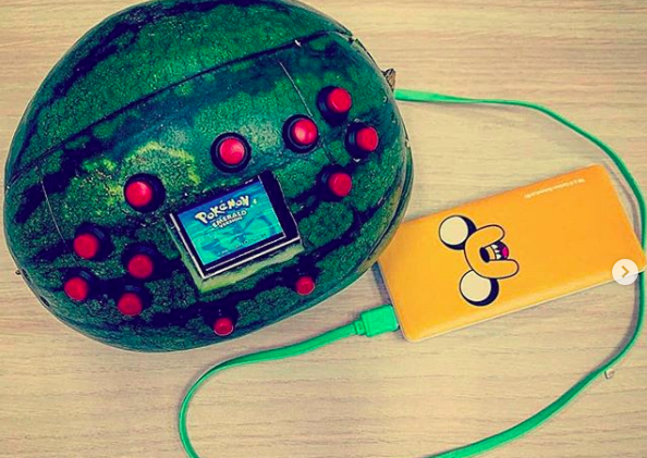 Student builds Game Boy with watermelon, plays Pokemon Emerald because ...