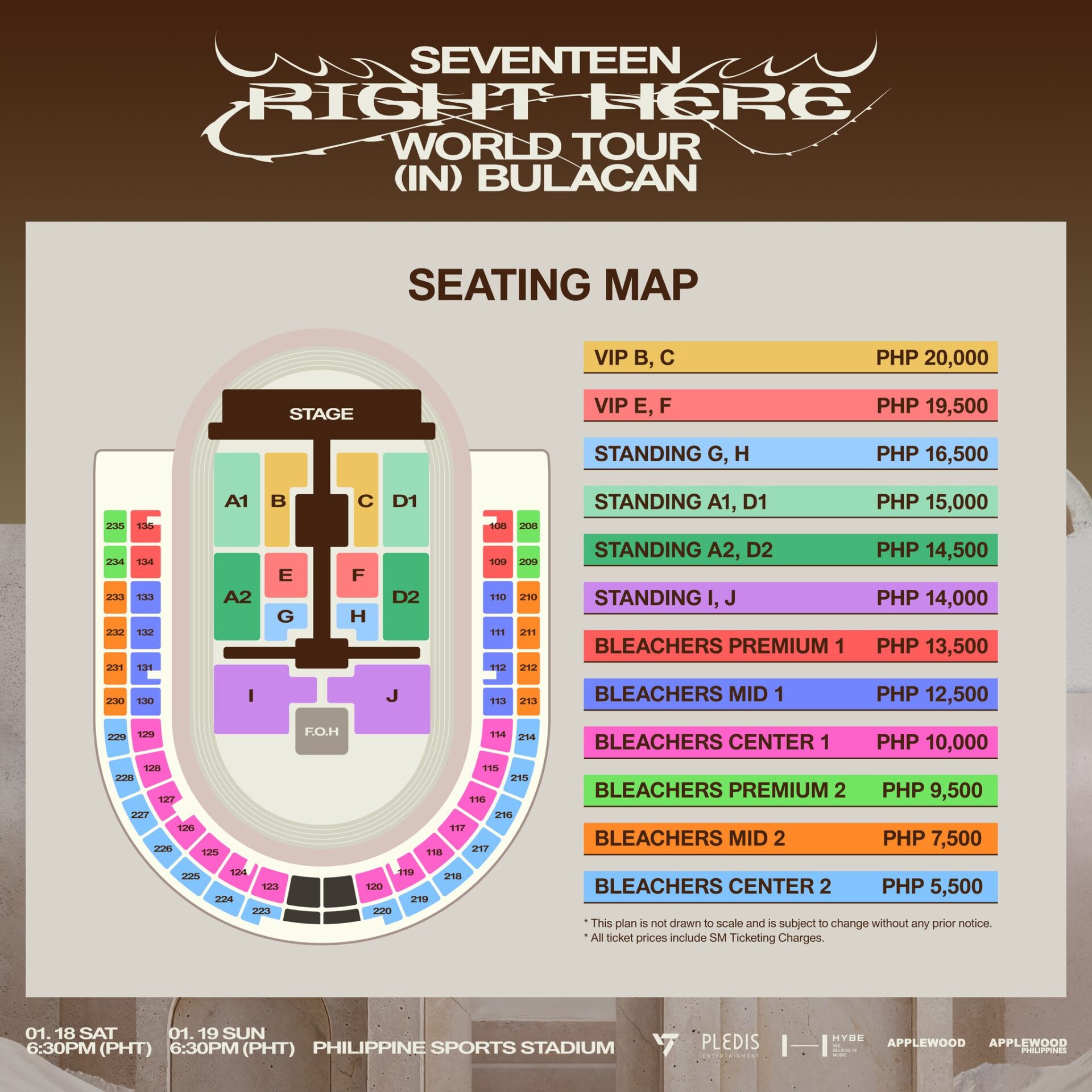 Seventeens Right Here Manila Concert Ticket Prices Seat Map Fan
